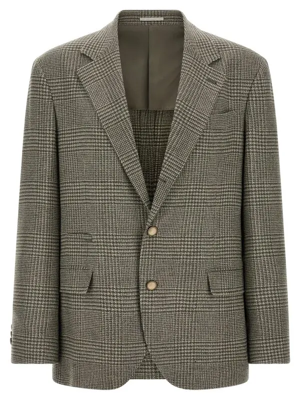 Brunello Cucinelli Prince Of Wales Blazer - Green
