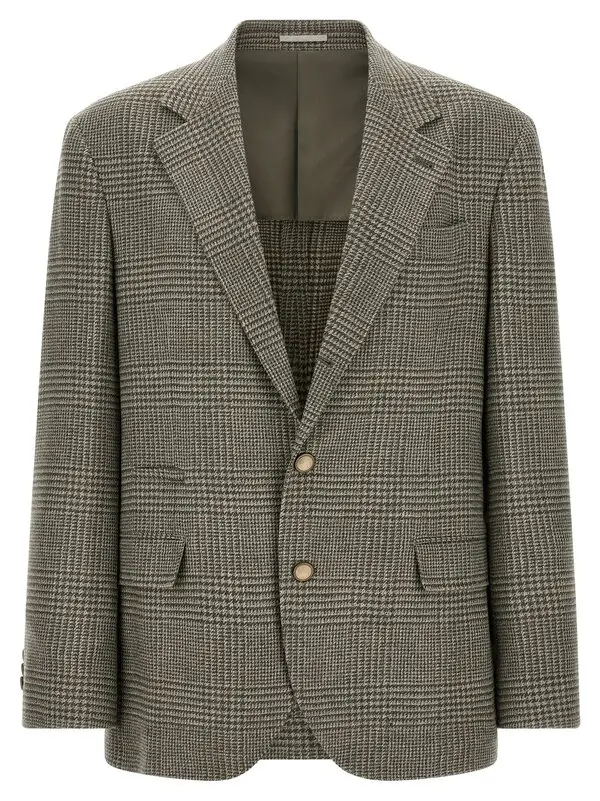 Brunello Cucinelli Prince Of Wales Blazer - Green