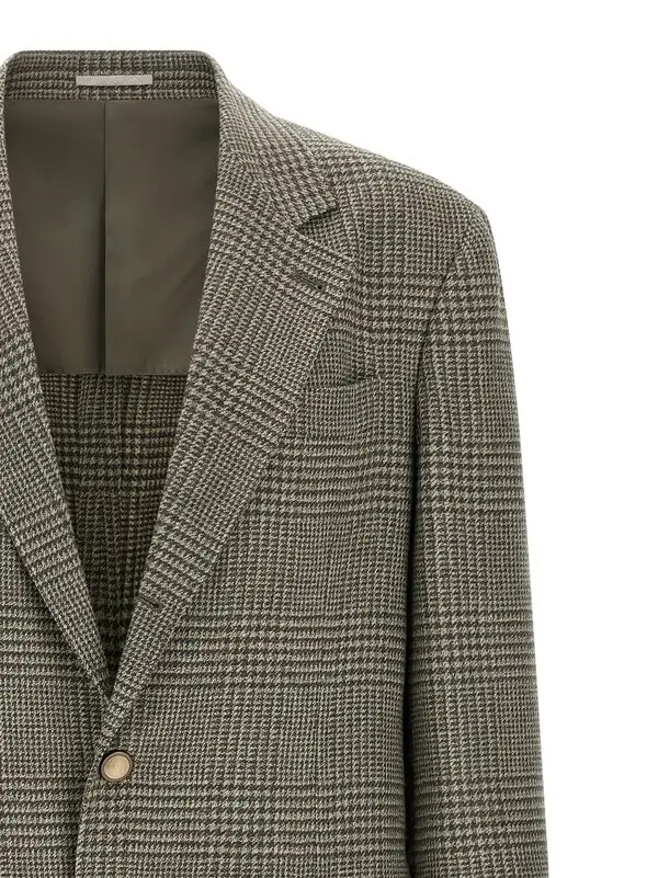 Brunello Cucinelli Prince Of Wales Blazer - Green