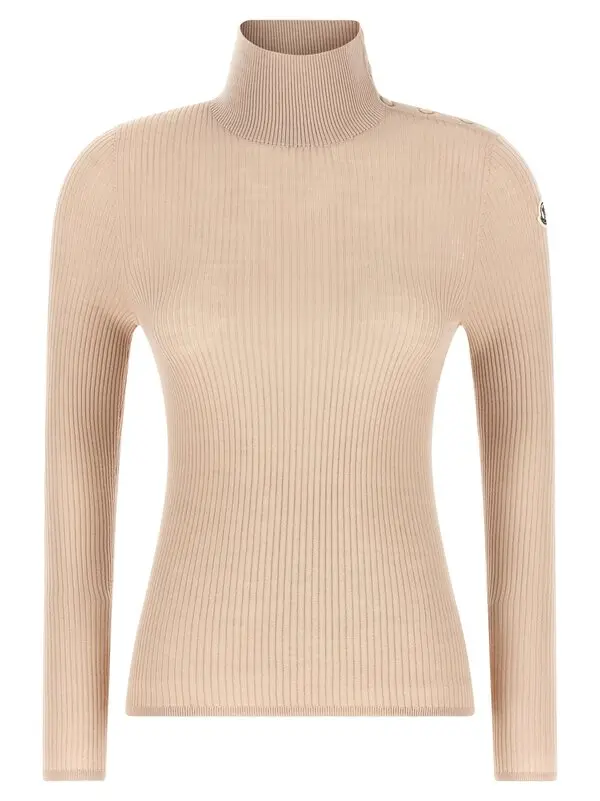 Moncler Textured Wool Turtleneck Sweater - Cream