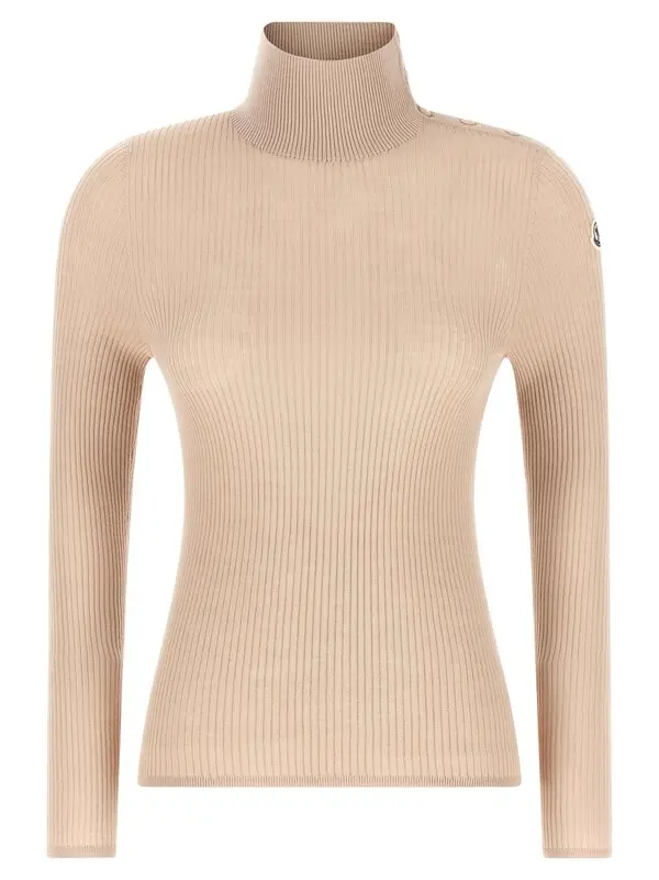Moncler Textured Wool Turtleneck Sweater - Cream