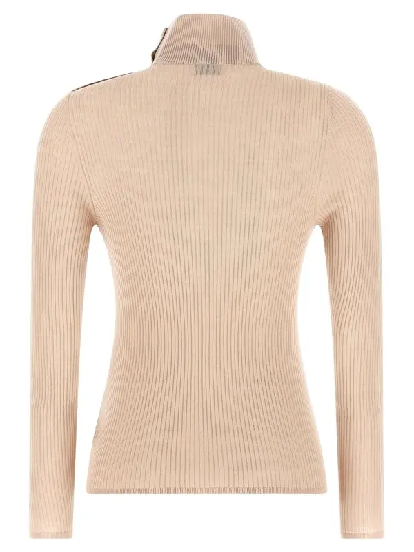 Moncler Textured Wool Turtleneck Sweater - Cream