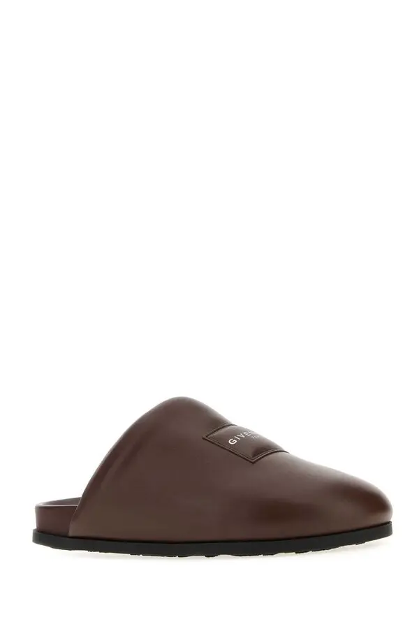 Givenchy Chocolate Leather Slippers - Brown