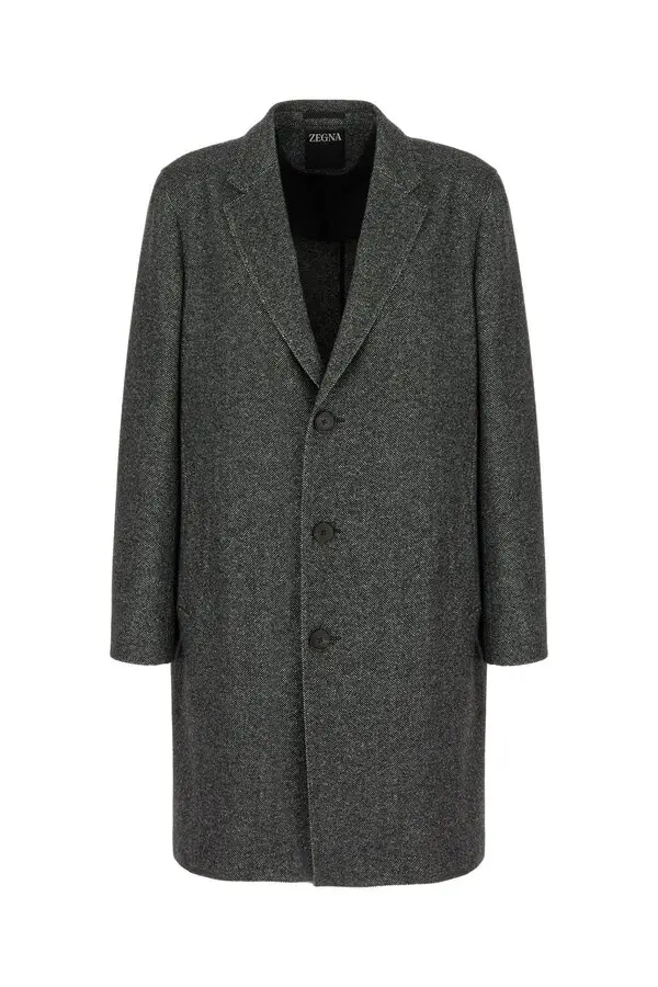 Zegna Single Breasted Overcoat - Multicolor