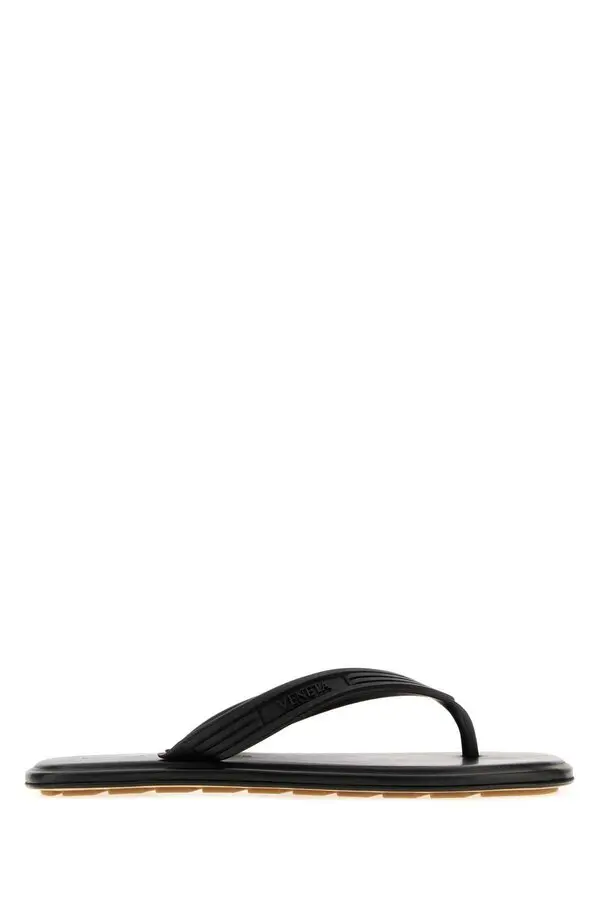 Bottega Veneta Rubber Sampieri Thong Slippers - Black