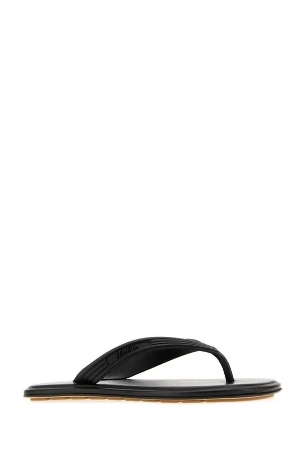 Bottega Veneta Rubber Sampieri Thong Slippers - Black