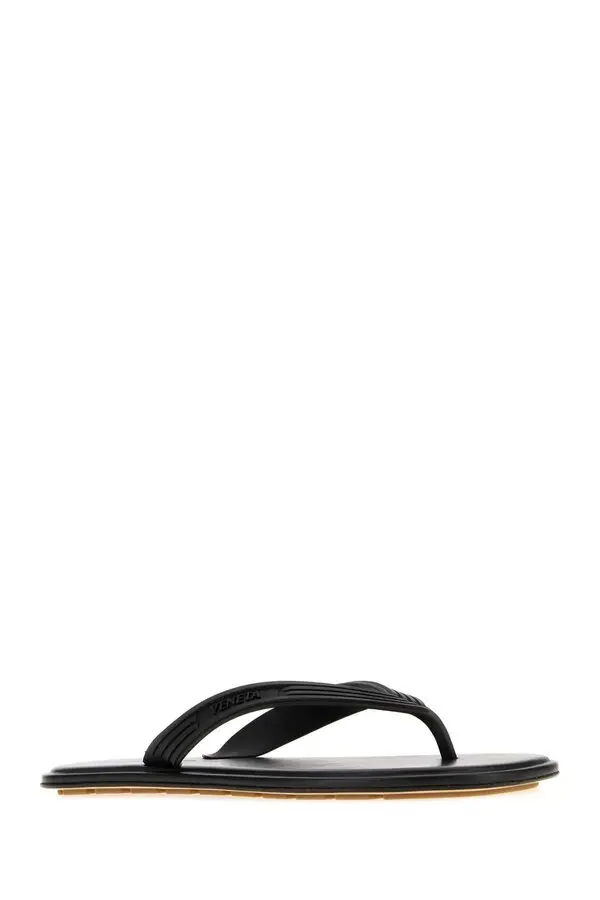 Bottega Veneta Rubber Sampieri Thong Slippers - Black