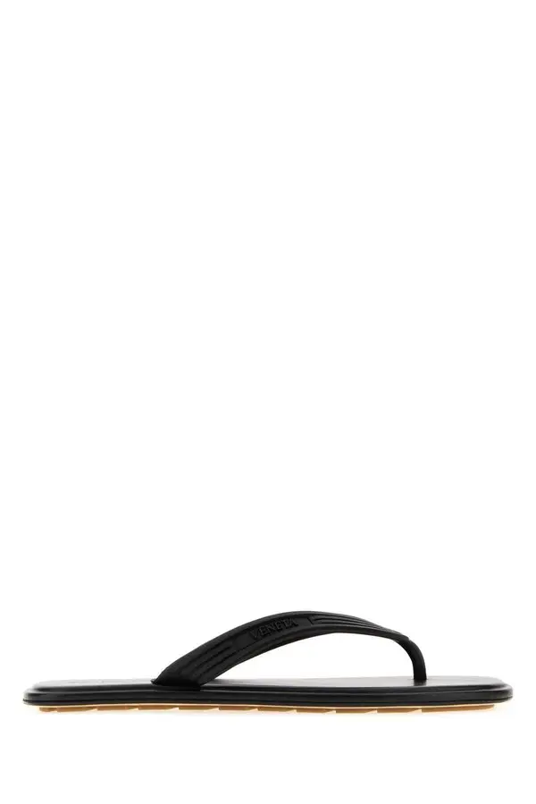 Bottega Veneta Rubber Sampieri Thong Slippers - Black