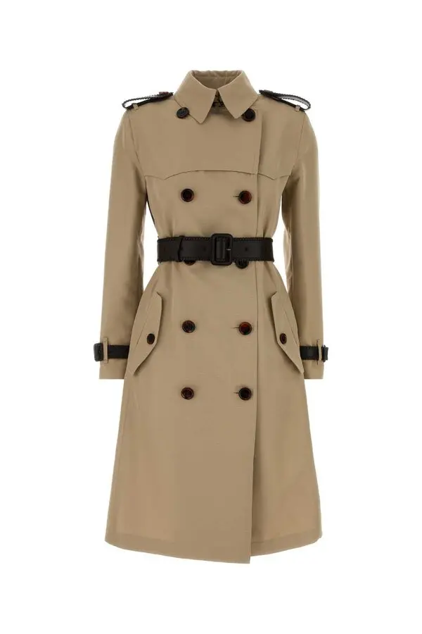 Burberry Gabardine Trench Coat - Brown