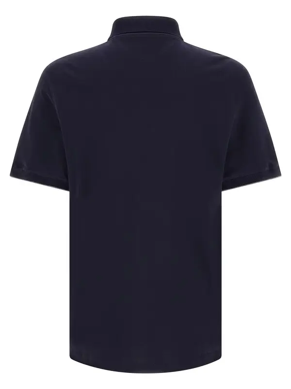 Brunello Cucinelli Logo Piqué Polo Shirt - Blue