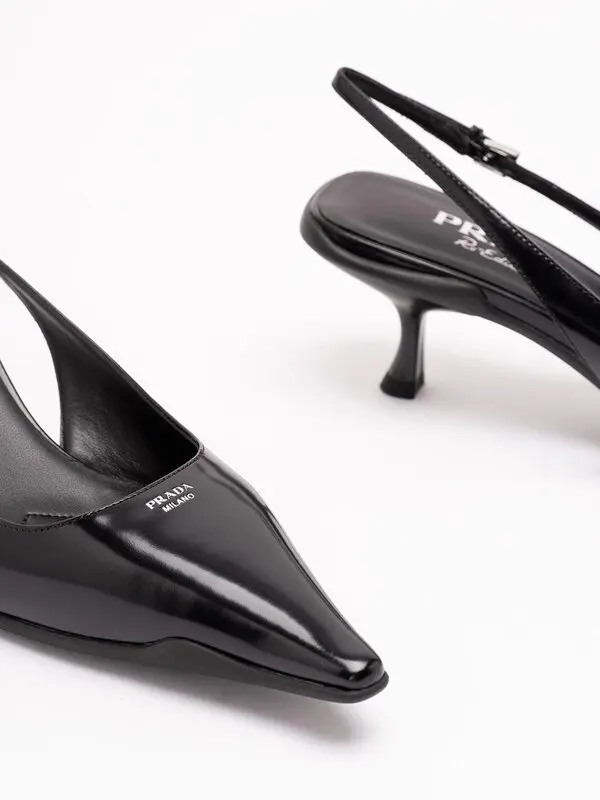 Prada Brushed Leather Slingback Pumps