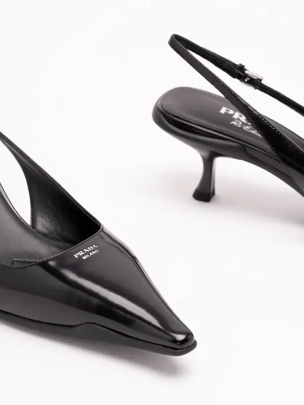 Prada Brushed Leather Slingback Pumps
