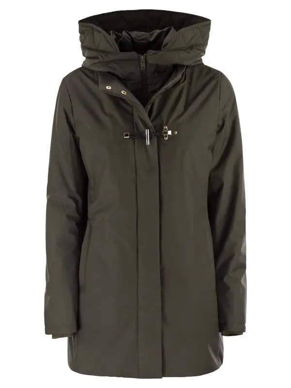 FAY Technical Gabardine Toggle Coat - Green