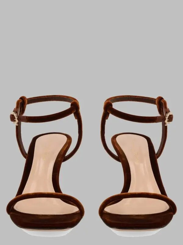 GIANVITO ROSSI Mayfair Velvet Sandals - Brown