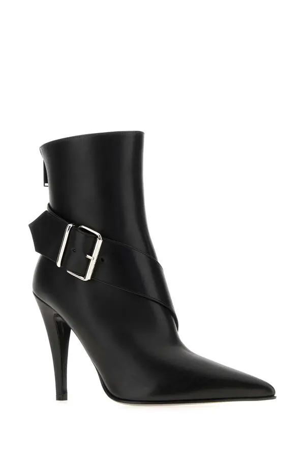 Alexander McQueen Leather Ankle Boots - Black
