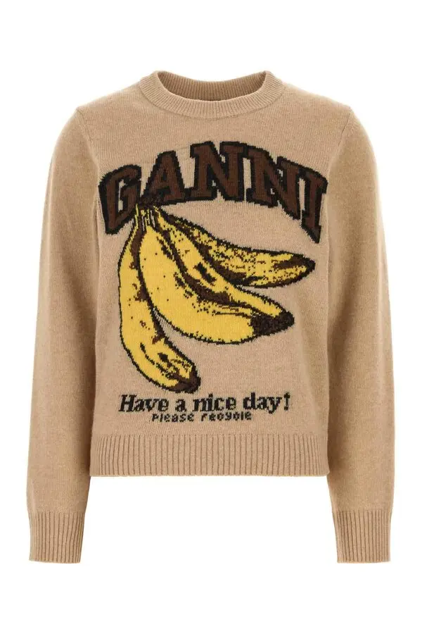 GANNI Cappuccino Wool Blend Sweater