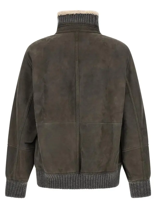Brunello Cucinelli Leather Jacket - Gray