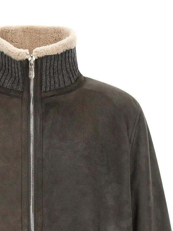 Brunello Cucinelli Leather Jacket - Gray