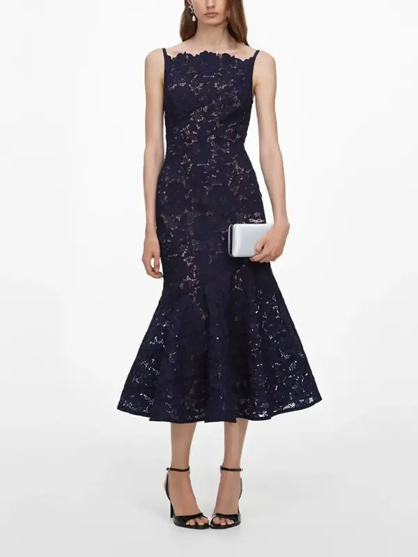 SELF-PORTRAIT Spiral Lace Midi Dress - Multicolor