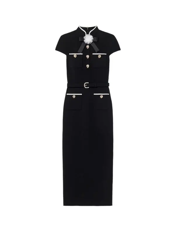 SELF-PORTRAIT Wool Crepe Midi Dress