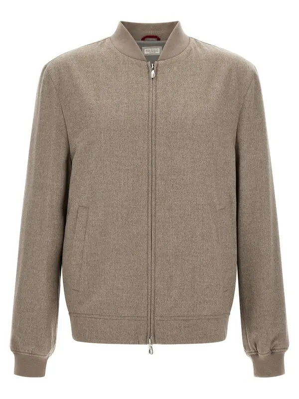 Brunello Cucinelli Light Flannel Bomber Jacket - Gray