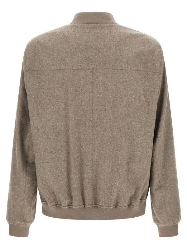 Brunello Cucinelli Light Flannel Bomber Jacket
