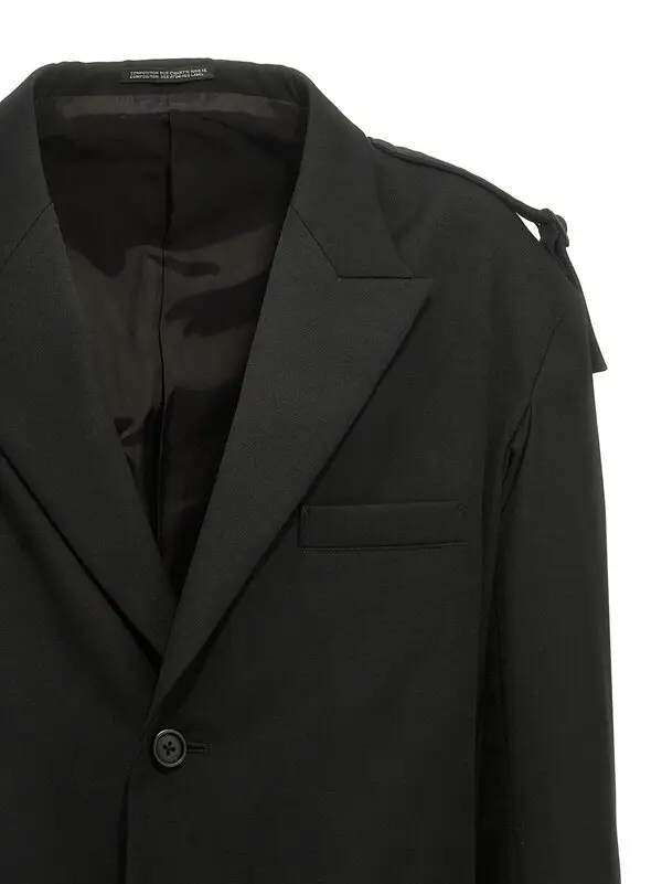 Yohji Yamamoto Single-breasted Blazer With Strap Detail