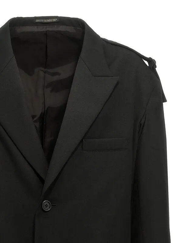 Yohji Yamamoto Single-breasted Blazer With Strap Detail