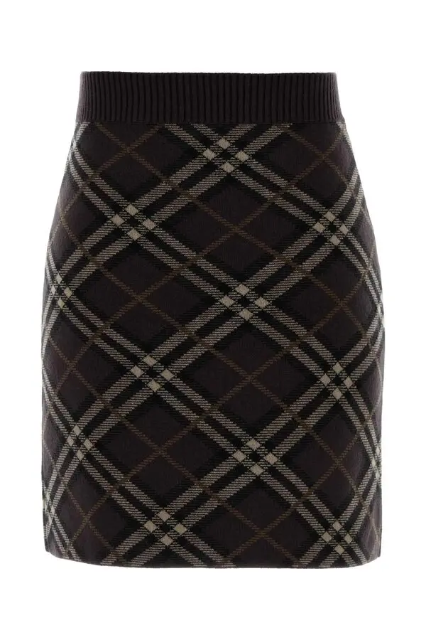Burberry Embroidered Stretch Wool Blend Mini Skirt
