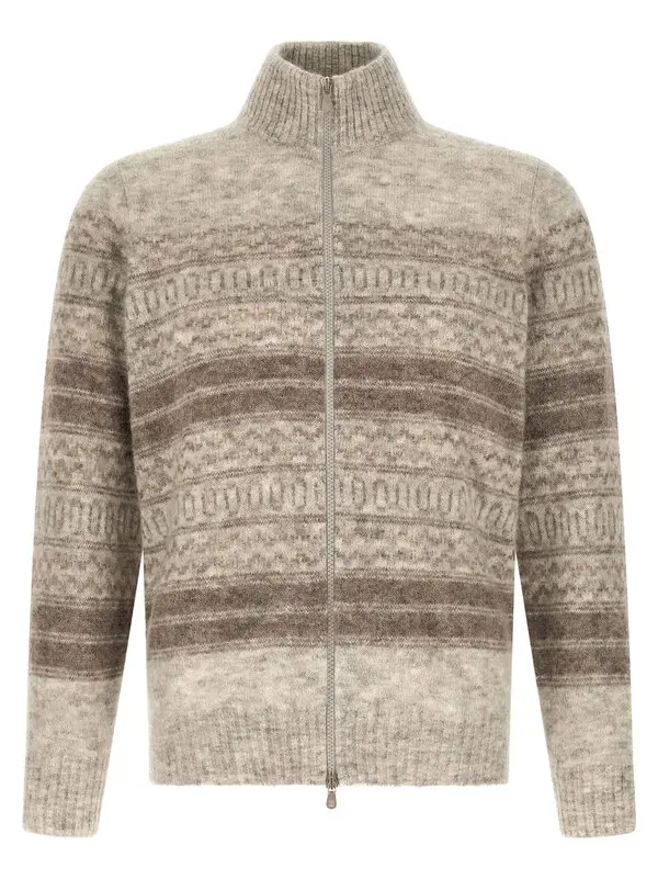 Brunello Cucinelli Nordic Jacquard' Cardigan - Cream