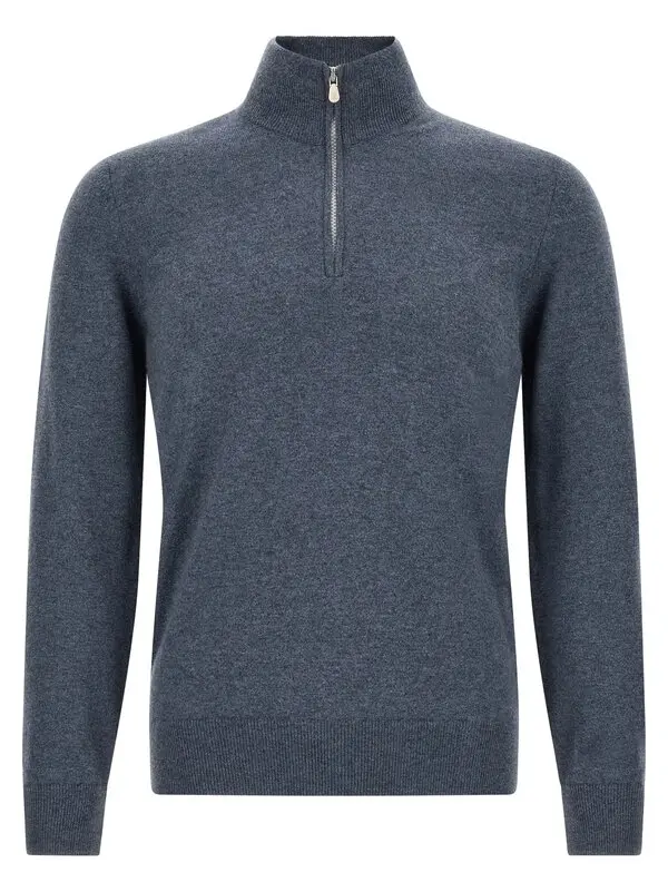 Brunello Cucinelli Cashmere Half-zip Sweater - Blue