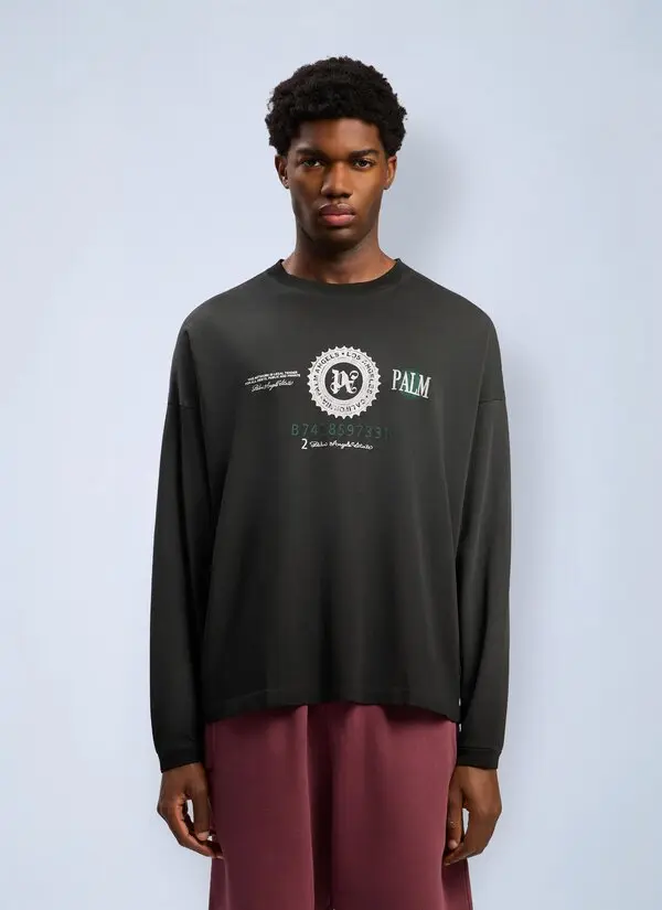 Palm Angels Dollar Graphic Long Sleeve T-shirt