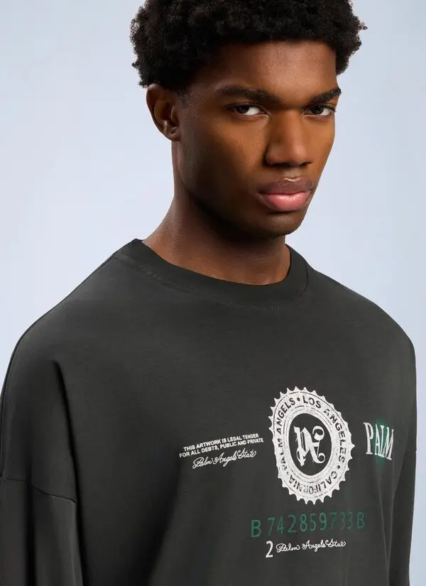 Palm Angels Dollar Graphic Long Sleeve T-shirt