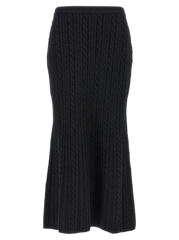 Alessandra Rich Maxi Wool Skirt - Black