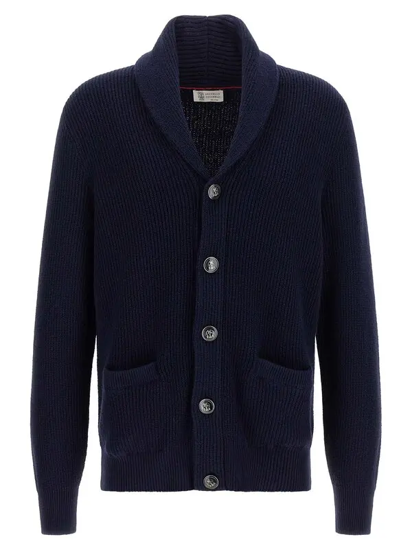 Brunello Cucinelli Malfilé Cotton Cardigan - Blue