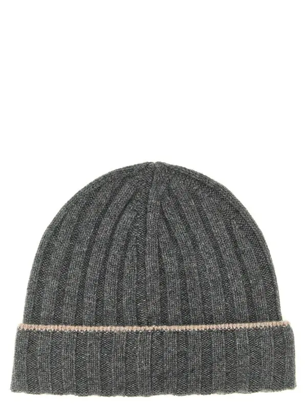 Brunello Cucinelli Cashmere Turn-up Beanie - Gray