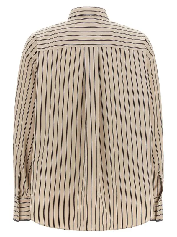 Brunello Cucinelli Striped Shirt With Integrated Tie