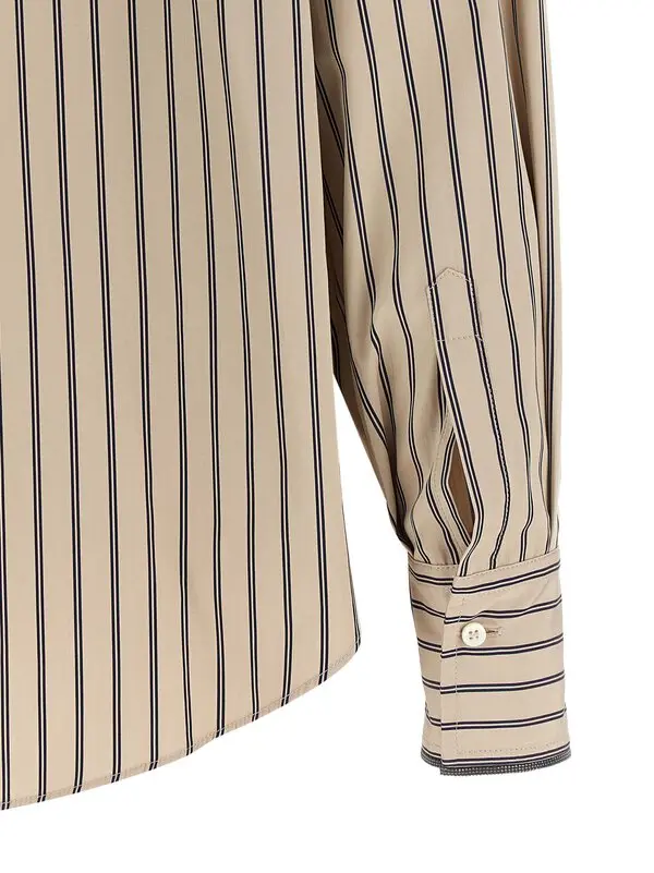 Brunello Cucinelli Striped Shirt With Integrated Tie