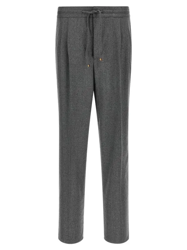 Brunello Cucinelli Wool Flannel Pants - Gray