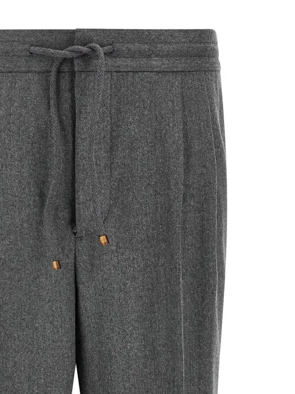 Brunello Cucinelli Wool Flannel Pants - Gray