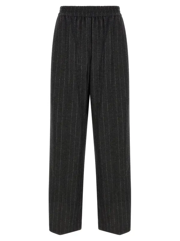 Brunello Cucinelli Micro Sequin Pinstripe Pants - Gray