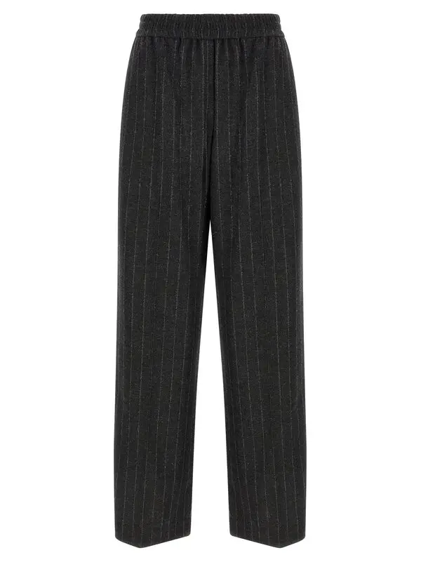 Brunello Cucinelli Micro Sequin Pinstripe Pants - Gray