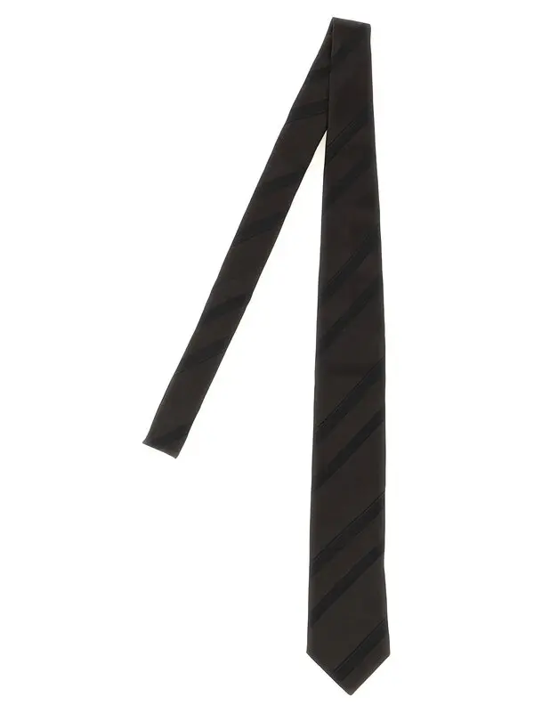 Brunello Cucinelli Regimental Silk Tie - Brown