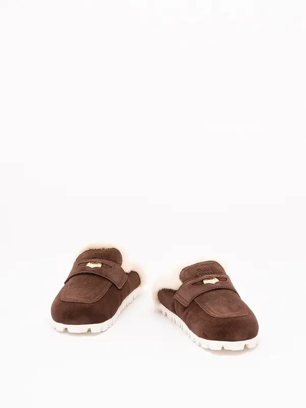 Miu Miu Suede And Shearling Mules