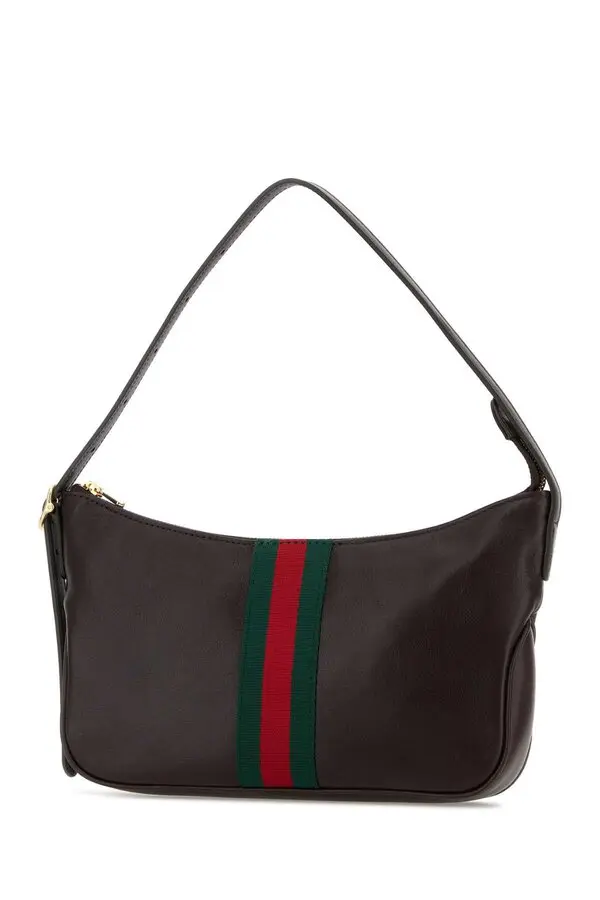 Gucci Dark Leather Small Lunetta Shoulder Bag