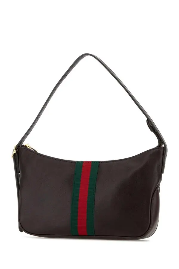 Gucci Dark Leather Small Lunetta Shoulder Bag - Brown