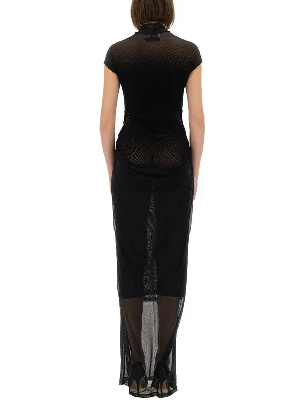 JEAN PAUL GAULTIER Mesh Flocked Logo Dress