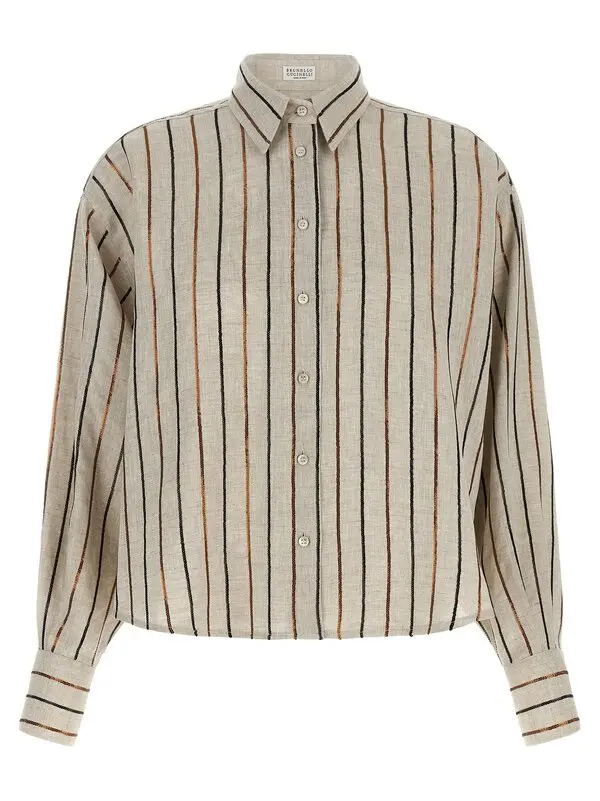 Brunello Cucinelli Sparkling Stripes' Shirt - Cream