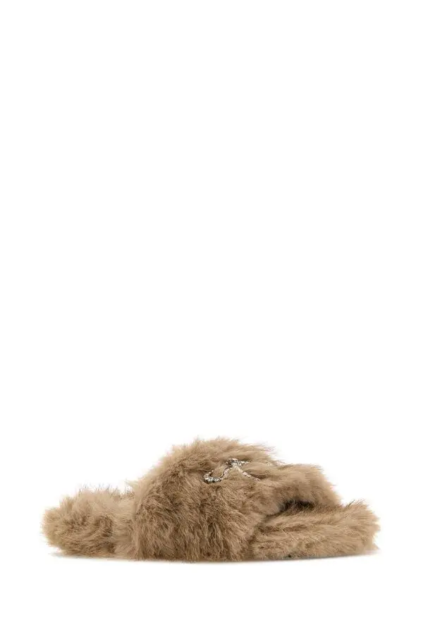 Balenciaga Eco Fur Slippers - Brown