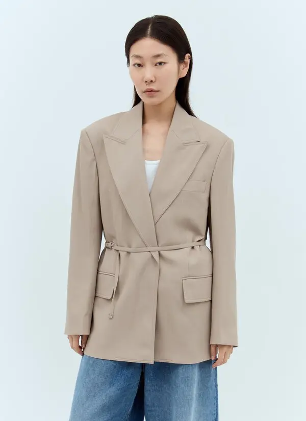 Acne Studios Peak Lapels Belted Blazer - Cream